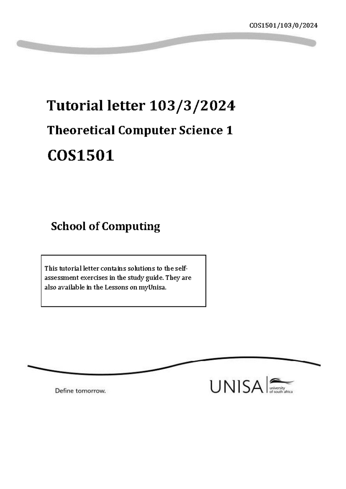 103 2024 0 b - PRACTICAL NOTES - Tutorial letter 103 /3/ 2024 ...