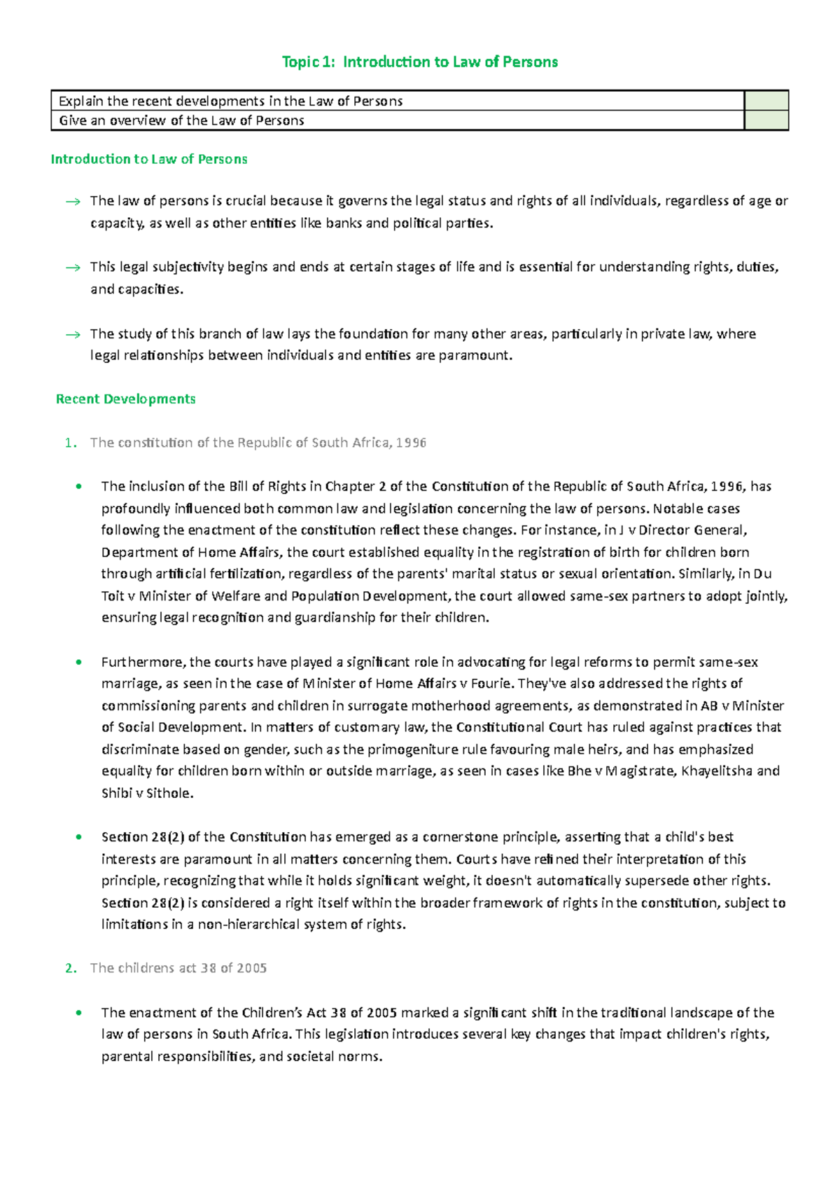 Topic 1 - Summary Introduction to Law - Topic 1 : Introduction to Law ...