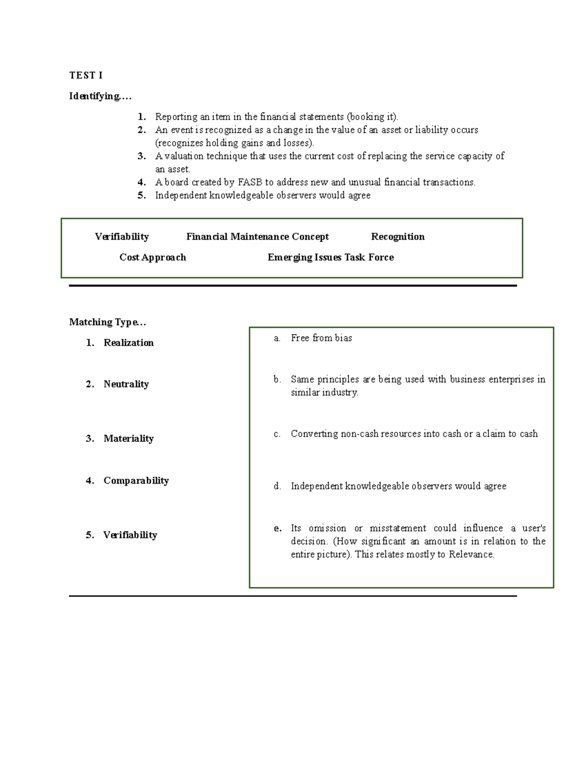 TEST I - A reviewer guide - BS Accountancy - AdDU - Studocu