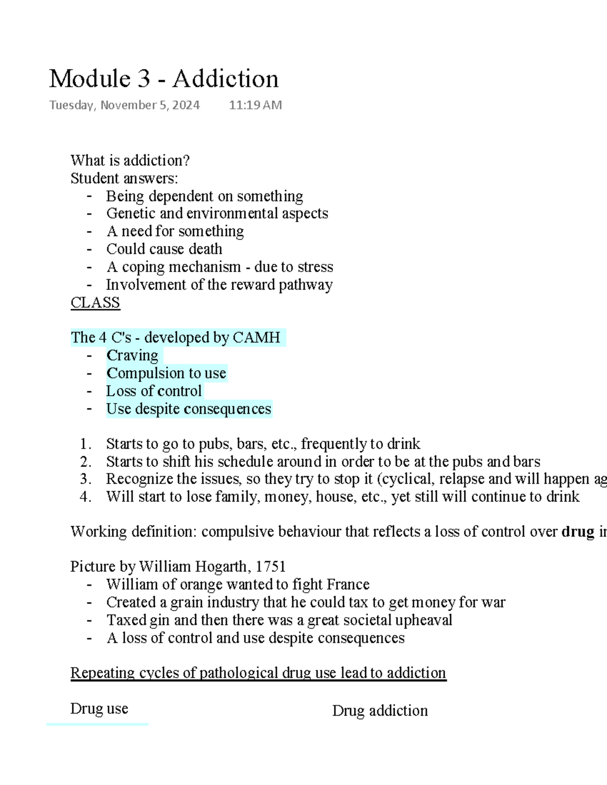 Module 3 - Addiction final notes - What is addiction? Student answers ...
