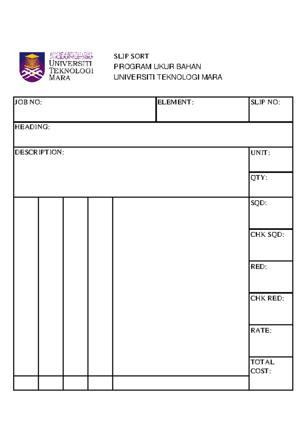 Measurement - Slip Sort - Measurement Of Works - SLIP SORT PROGRAM UKUR ...