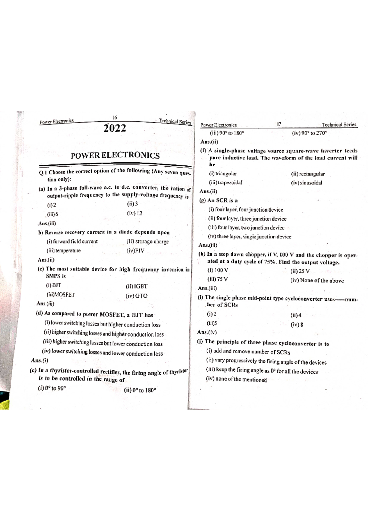 Power Electronics PYQ 2022 QB - Elements Of Modem Physics - Studocu