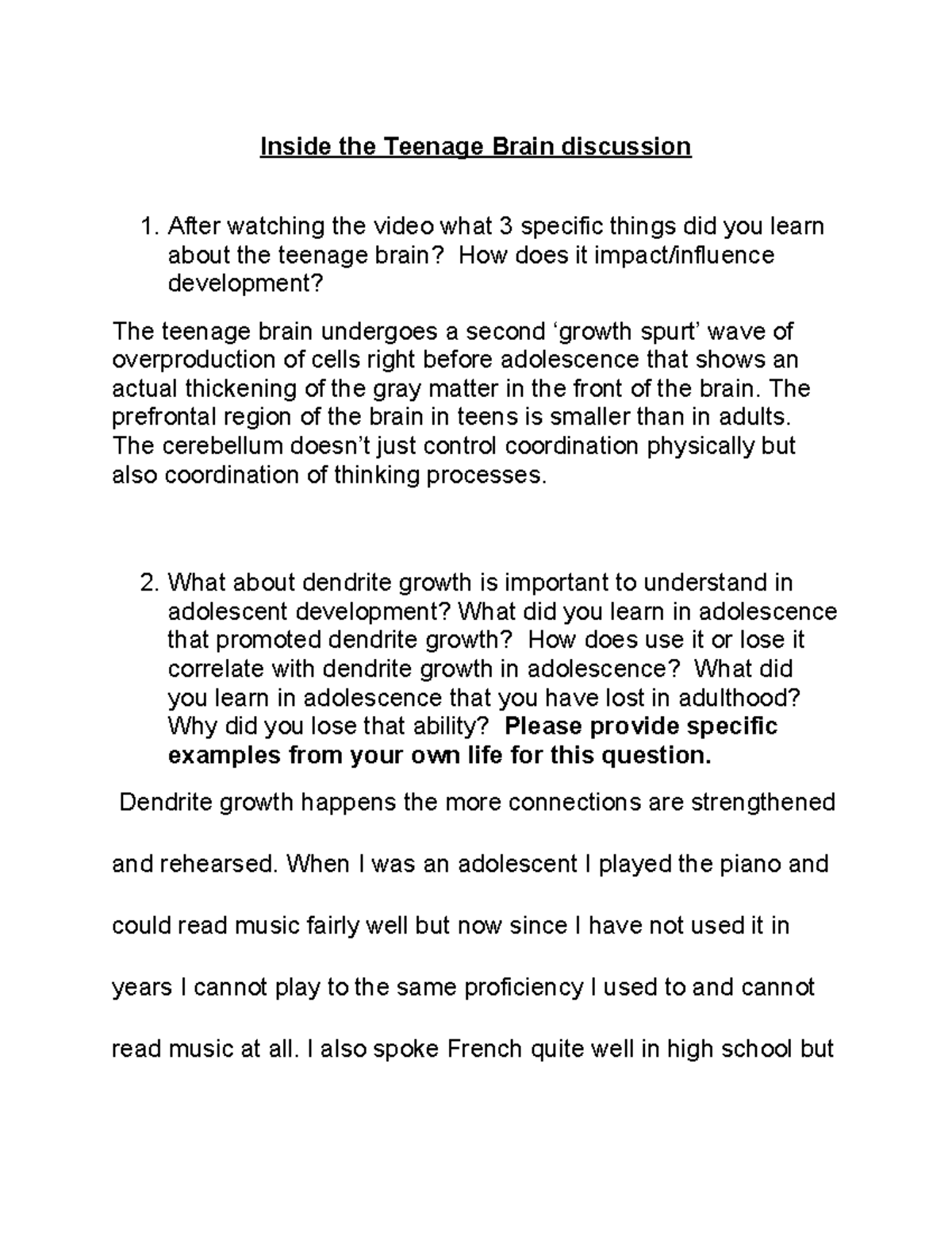 Inside the Teenage Brain Discussion - Inside the Teenage Brain ...