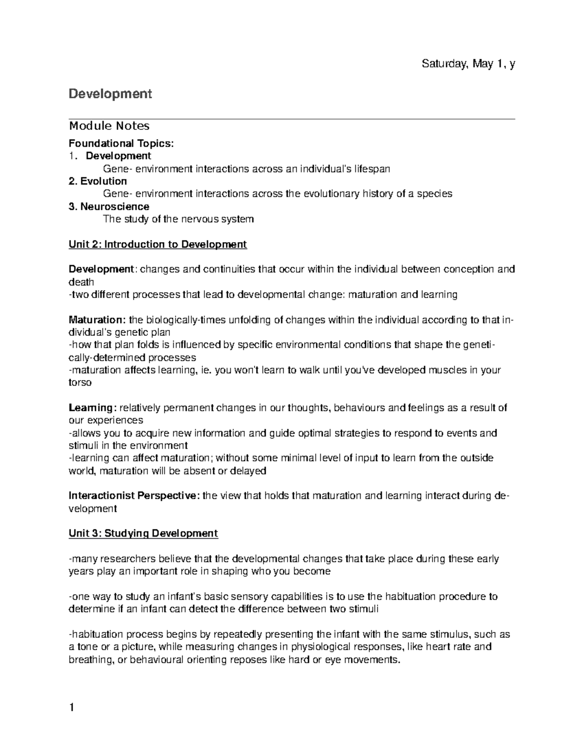 Development - Lecture notes - Development Module Notes Foundational ...