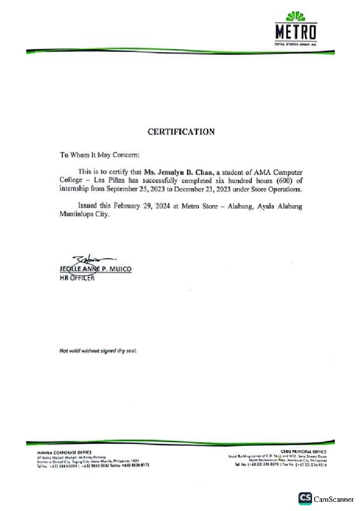 Certificate of Completion (1) compressed - All METRO RETAIL STORES ...