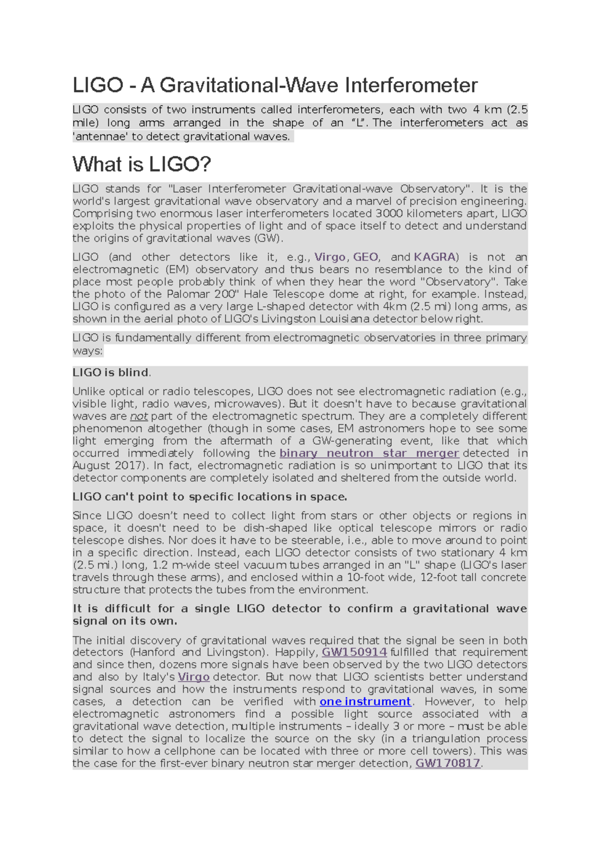 Physics project - it is a report - LIGO - A Gravitational-Wave ...