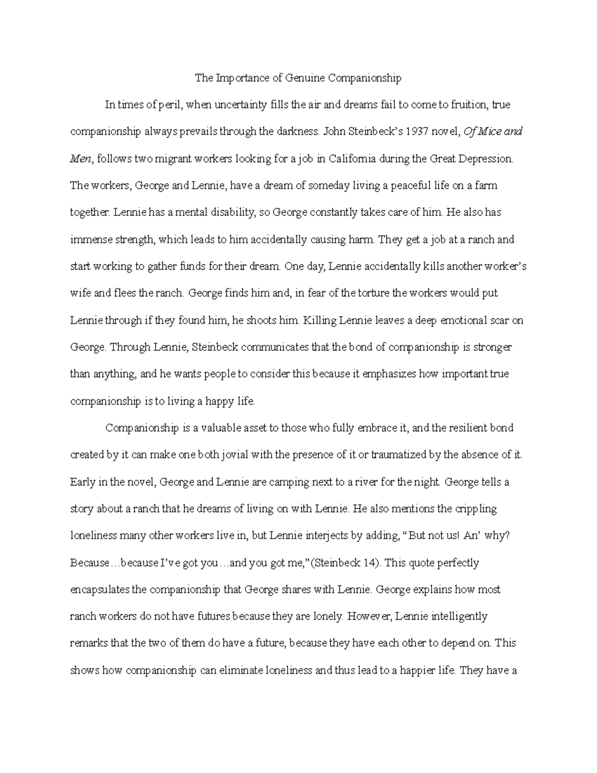Of Mice And Men Essay - Of Mice and men by John Steinbeck - The ...