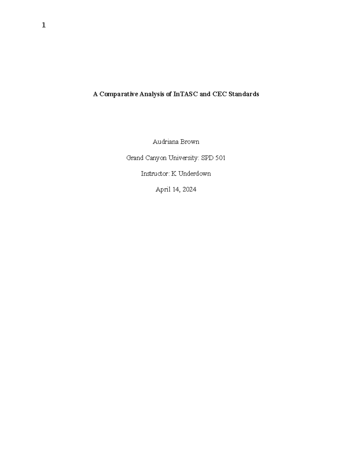 A Comparative Analysis of In TASC and CEC Standards - A Comparative ...