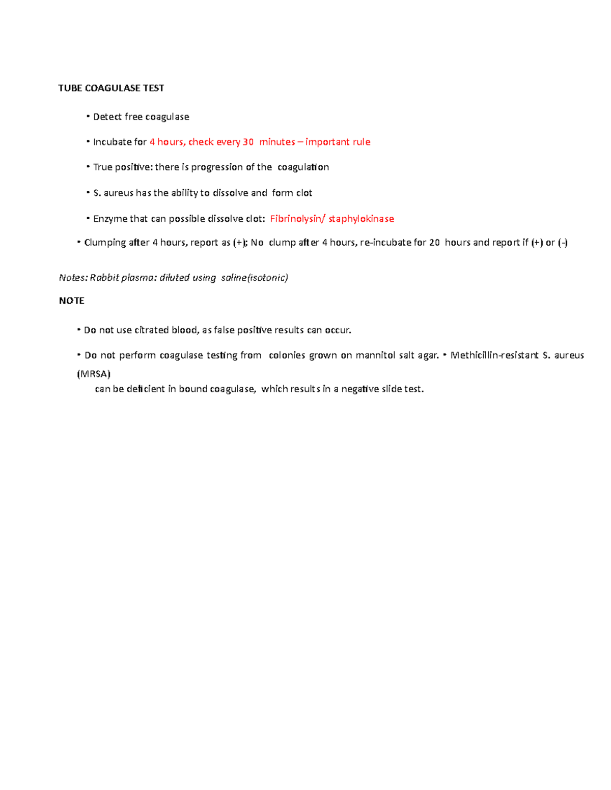 TUBE Coagulase TEST and Decarboxylase AND Deaminase - TUBE COAGULASE ...