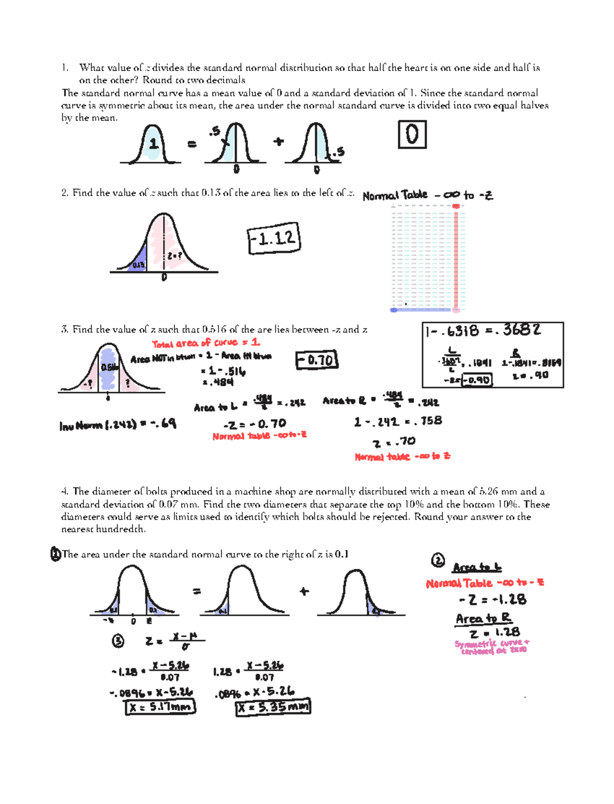 64 Finding Values Of A Normally Distributed Random Variable What