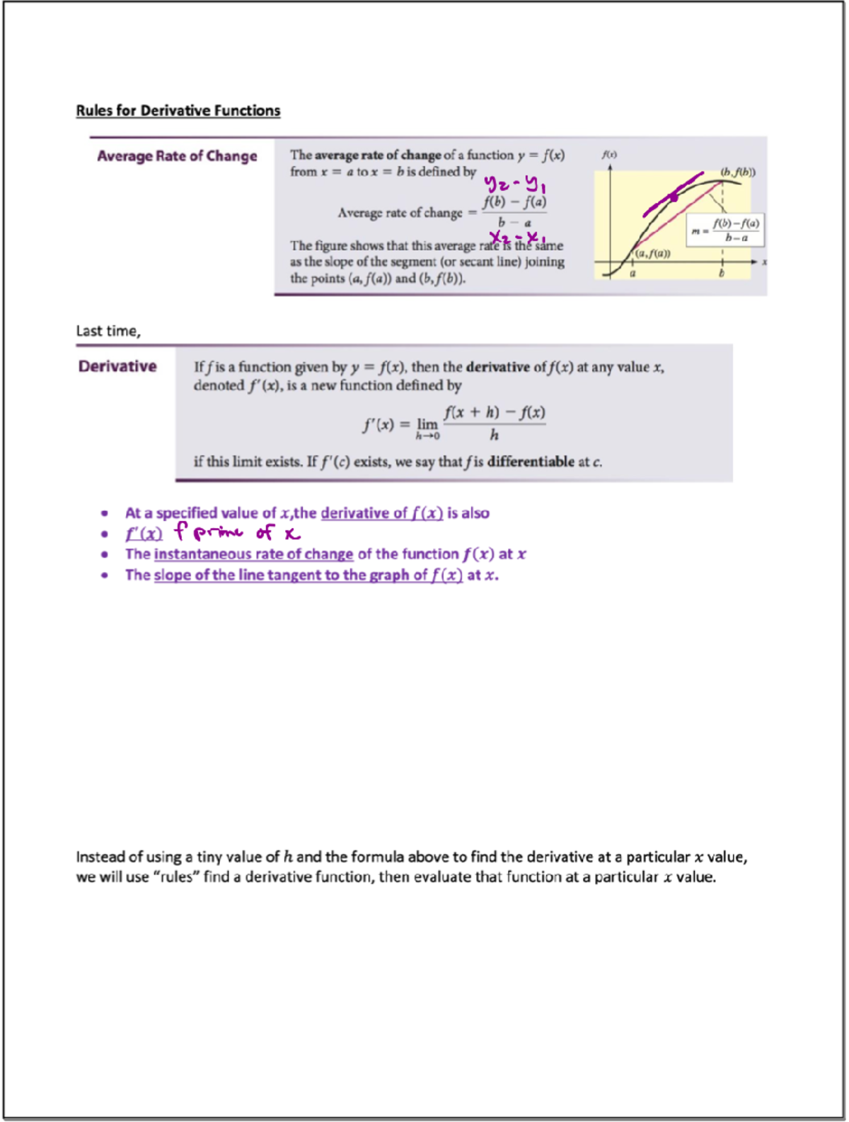 Rules for derivative functions - MATH 110 - Studocu
