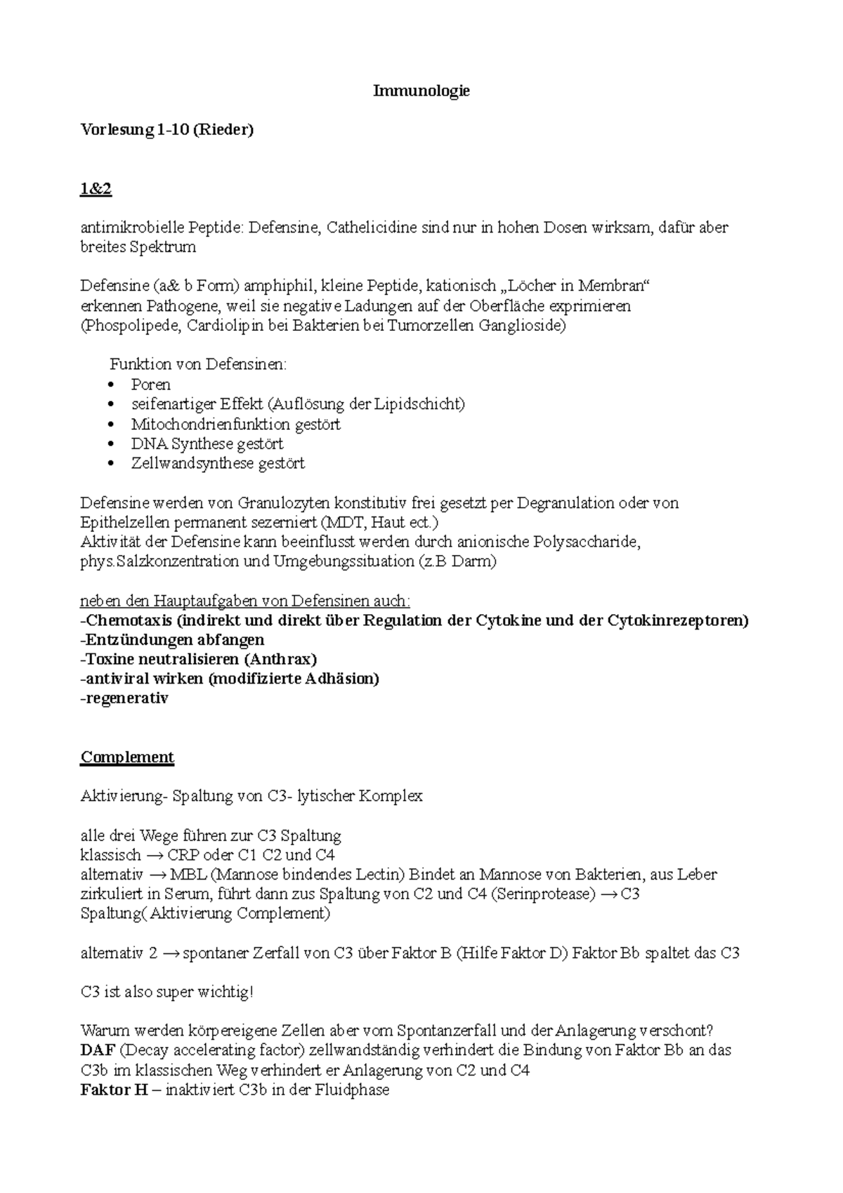 TB 10 Immunologie - alle VL Mitschrift - Warning: TT: undefined function: 32 Immunologie ...