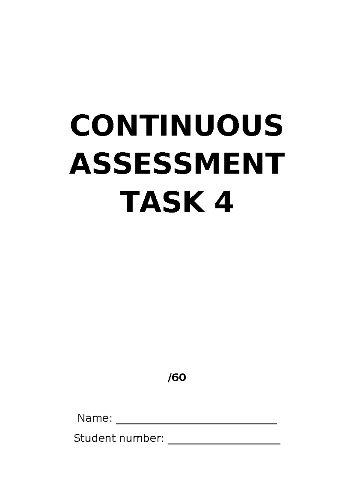EFK210 CA Task4 2024 - Note - CONTINUOUS ASSESSMENT TASK 4 / Name