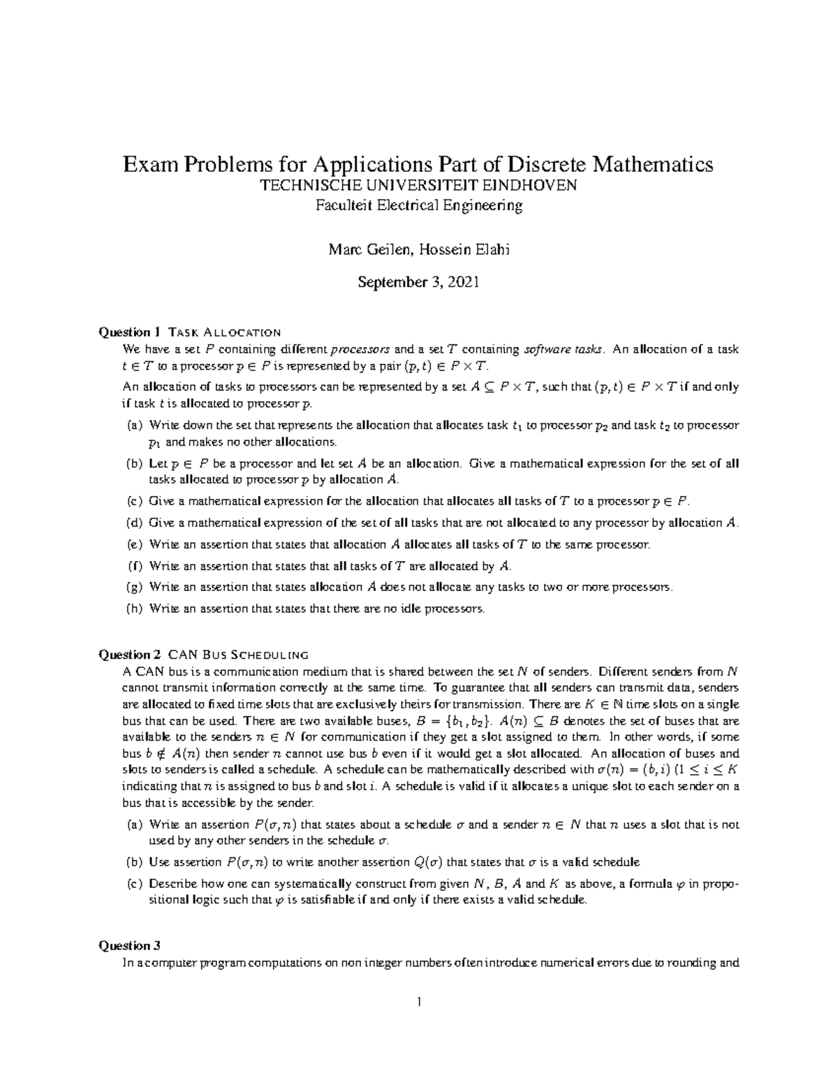 Exercises and applications from old exams - Discrete mathematics - TU ...
