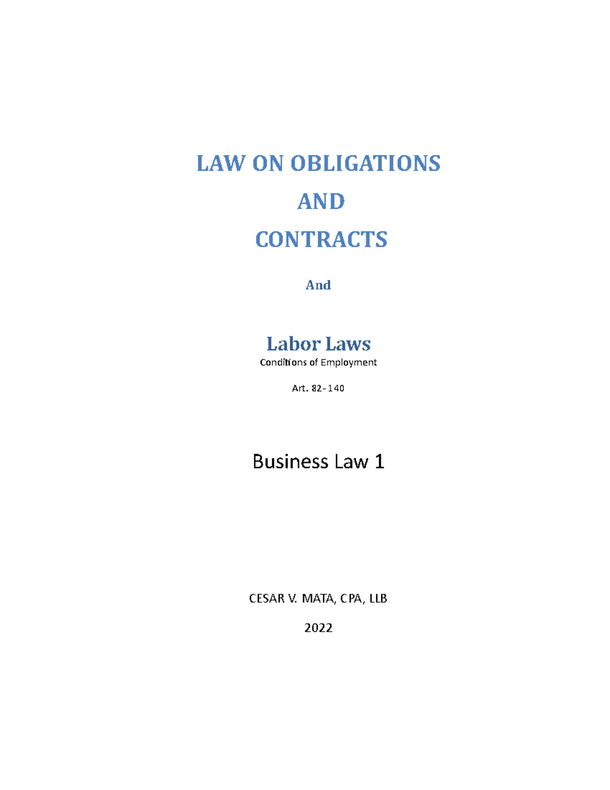 Module IN BUS LAW 1 - LAW ON OBLIGATIONSCONTRACTSAND And Business Law 1 ...