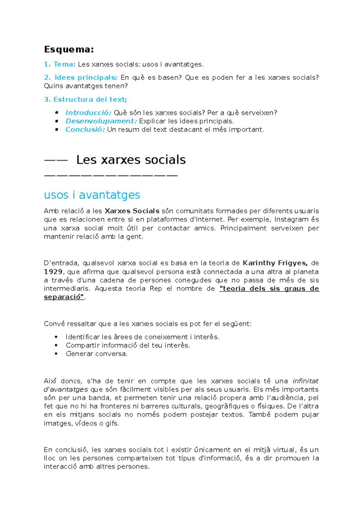 Nicole Raza 4t C - documento - Esquema: Tema: Les xarxes socials: usos ...