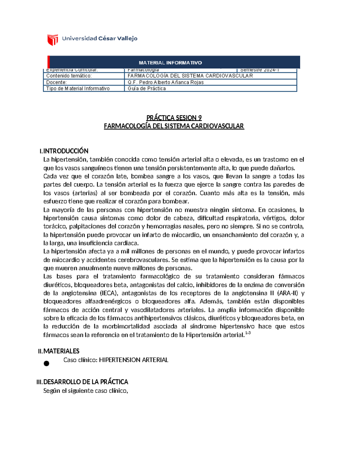 GUIA DE Practica Farmacologia 09 - Programa de Estudios/Programa Enfermería Sesión N ...