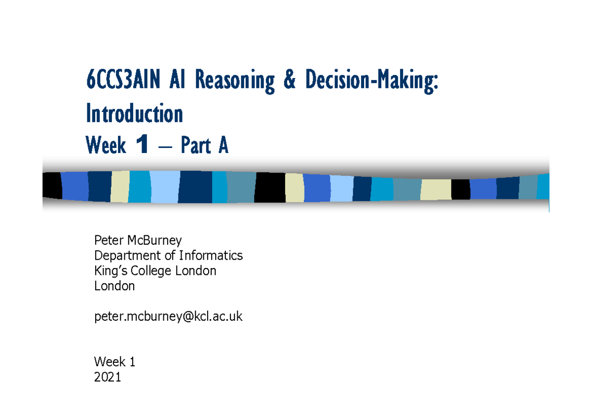6CCS3AIN 2021-2022 Part A Introduction - Mc Burney - PDF - 6 CCS 3 AIN AI Reasoning & - Studocu