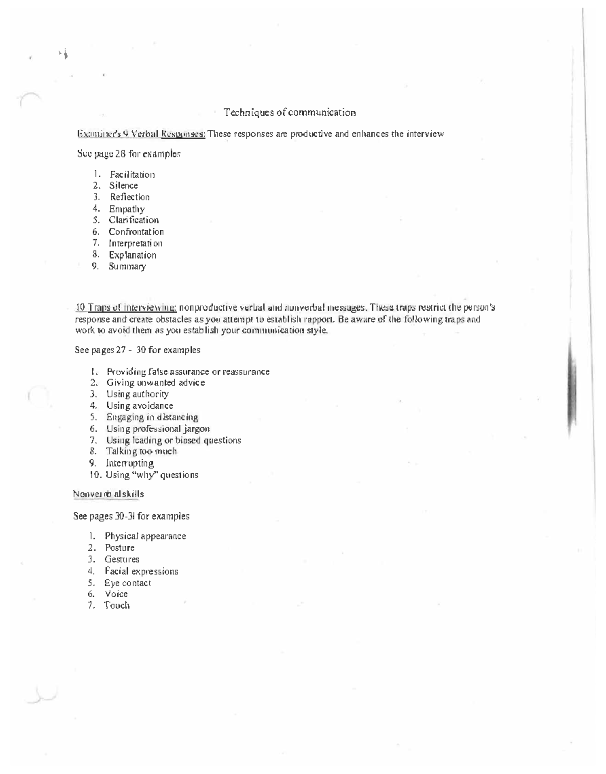 1-The Interview guide - . Techniques of communication Exami1_1l'1 9 ...