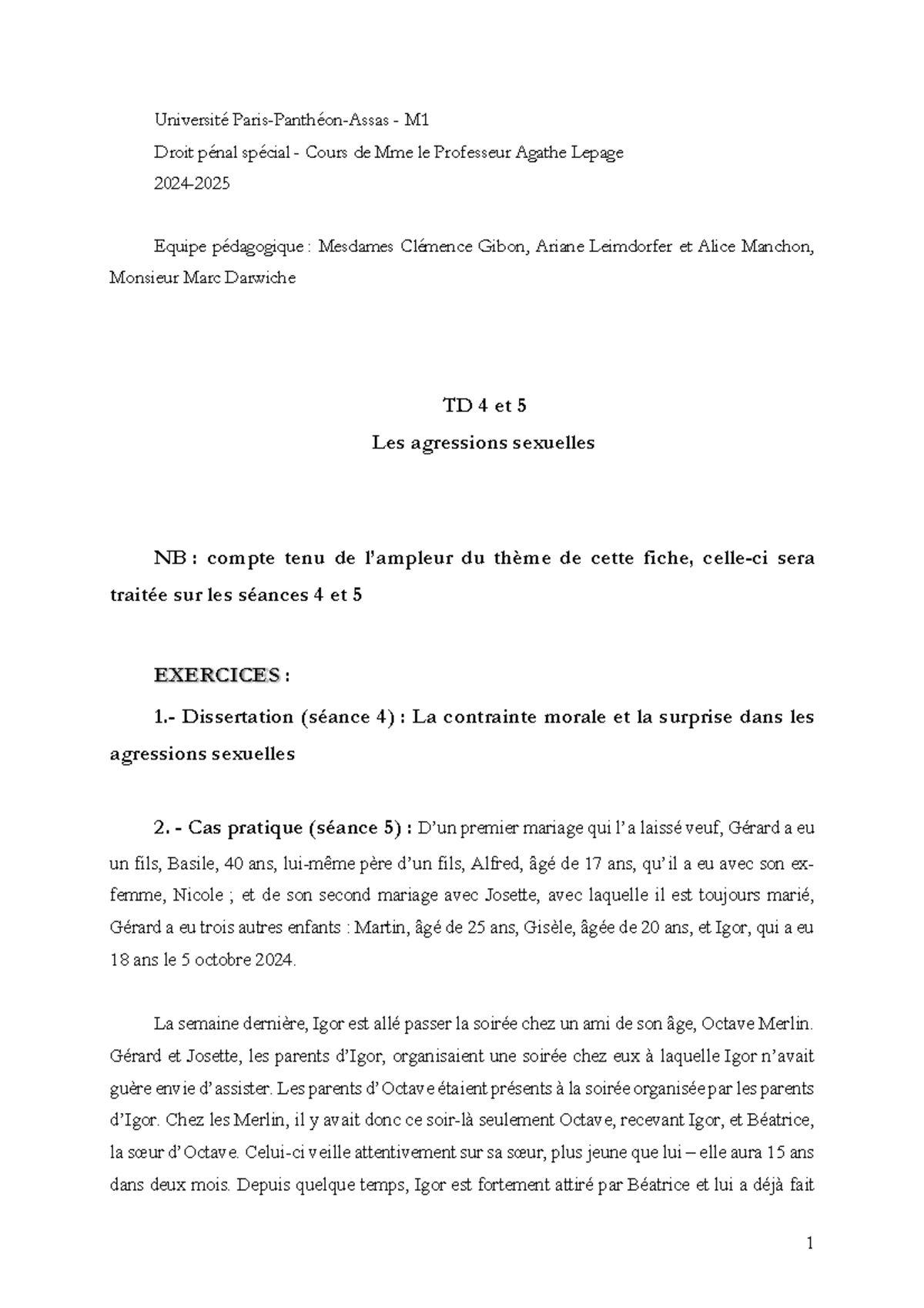 Fiche de TD nr. 4 et 5 - TD nr. 4 et 5 - Université Paris-Panthéon ...