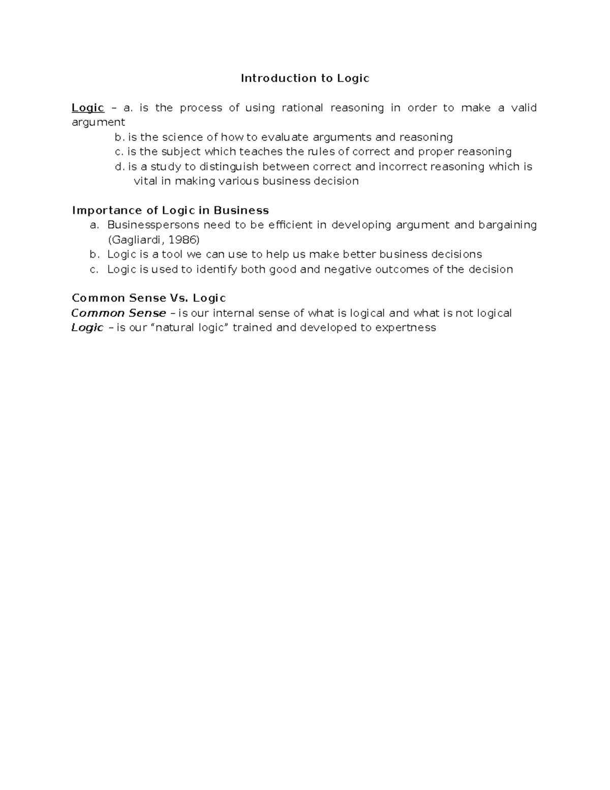 Introduction To Logic Lecture Notes Introduction To Logic Logic 3095