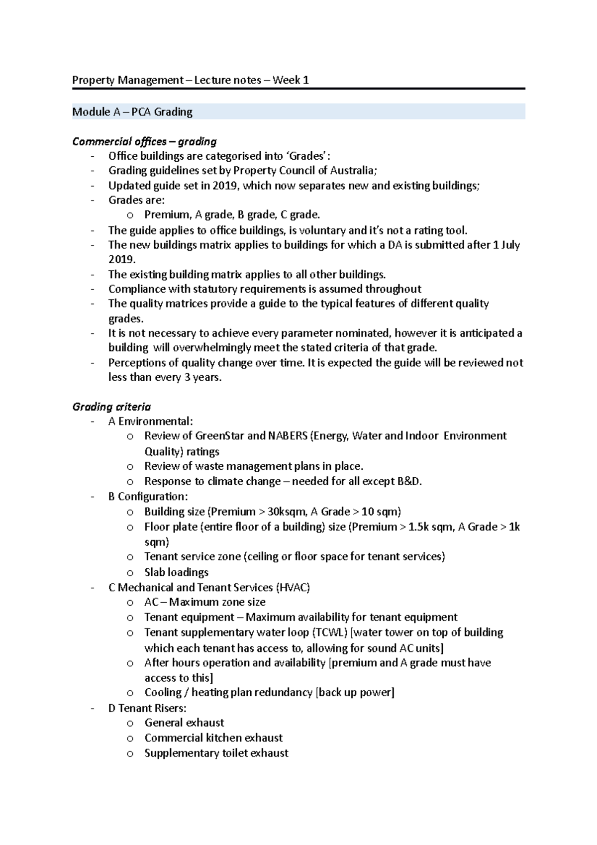 Property Management - W1 - Property Management – Lecture notes – Week 1 ...