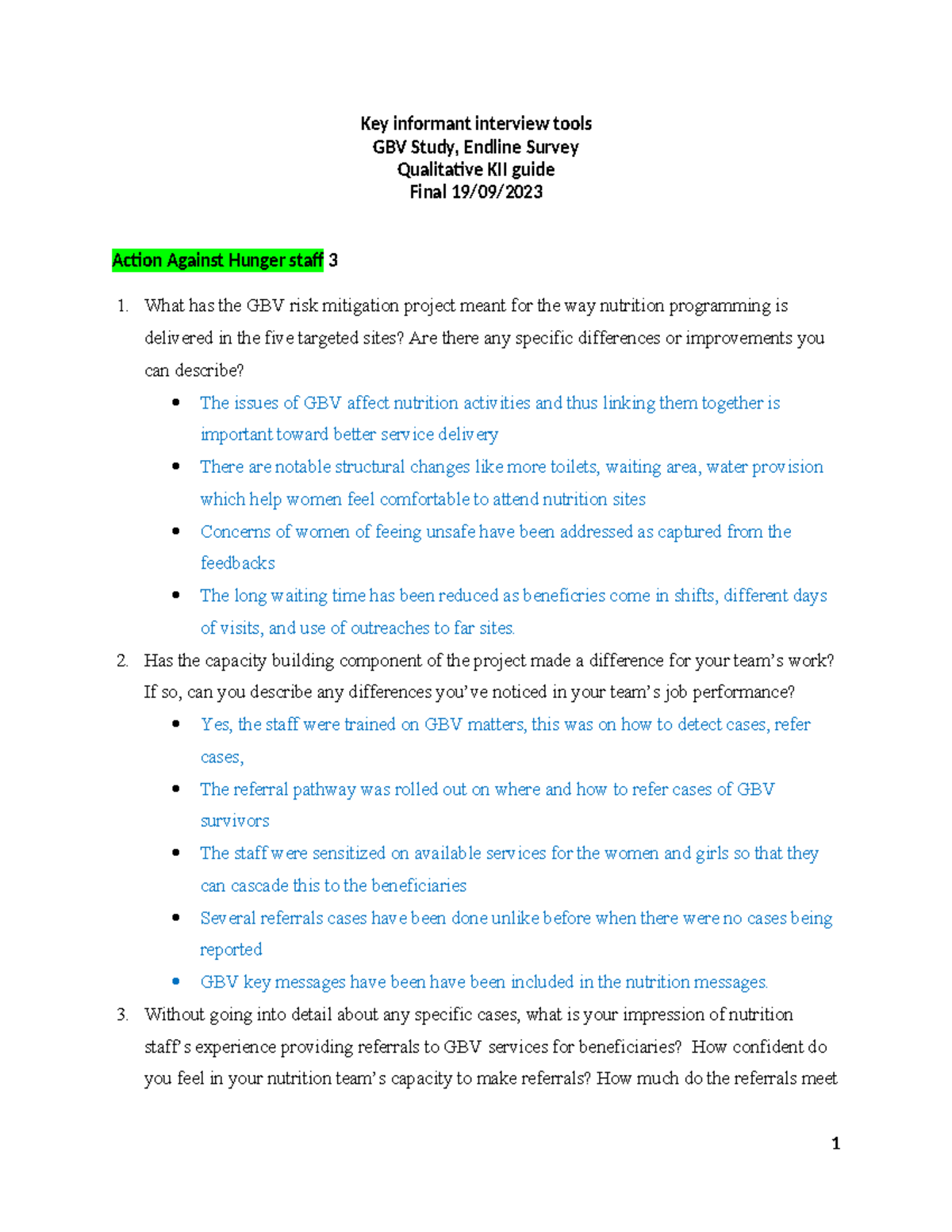 KIIs ACF Staff 3 - Key informant interview tools GBV Study, Endline ...