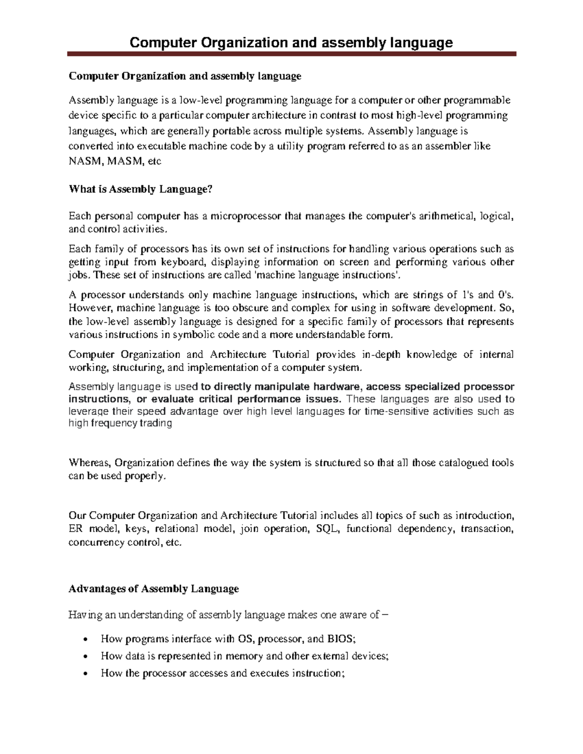 Computer Organization And Assembly Language Assembly Language Is Converted Into Executable