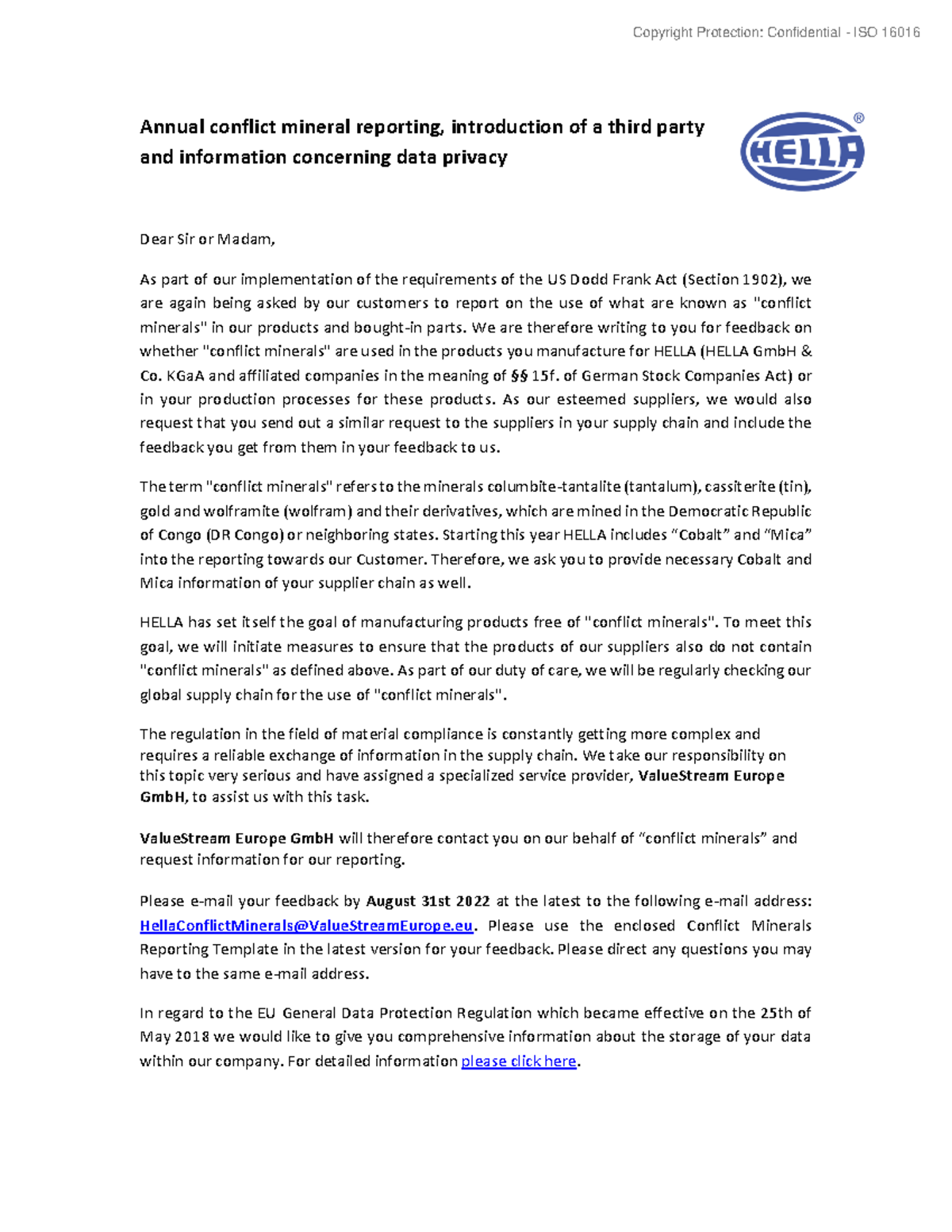 Conflict Minerals Inquiry Letter 2022 (en) - Copyright Protection ...