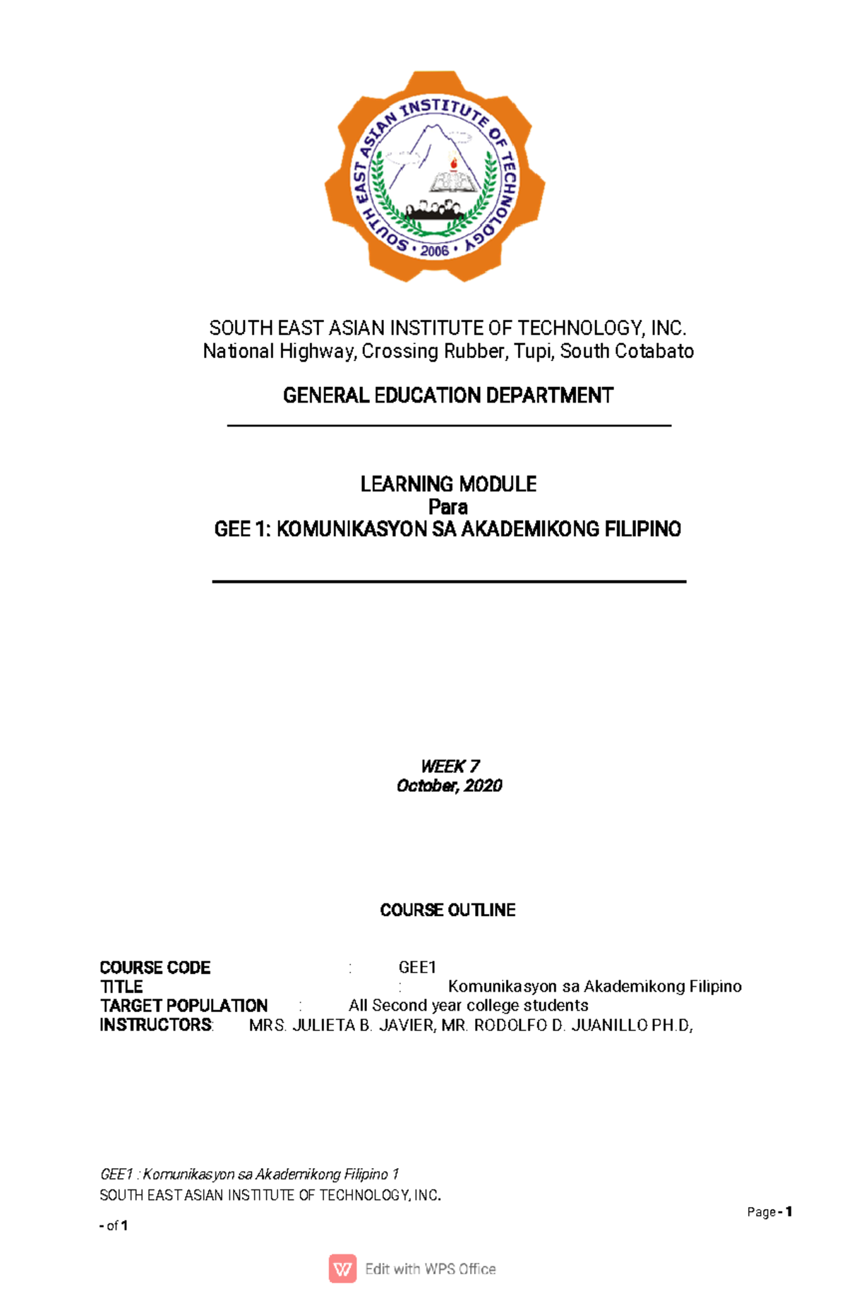 7-11 GEE1 - Bwautiful - GEE 1 :KomunikasyonsaAkademikongFilipino 1 - Studocu