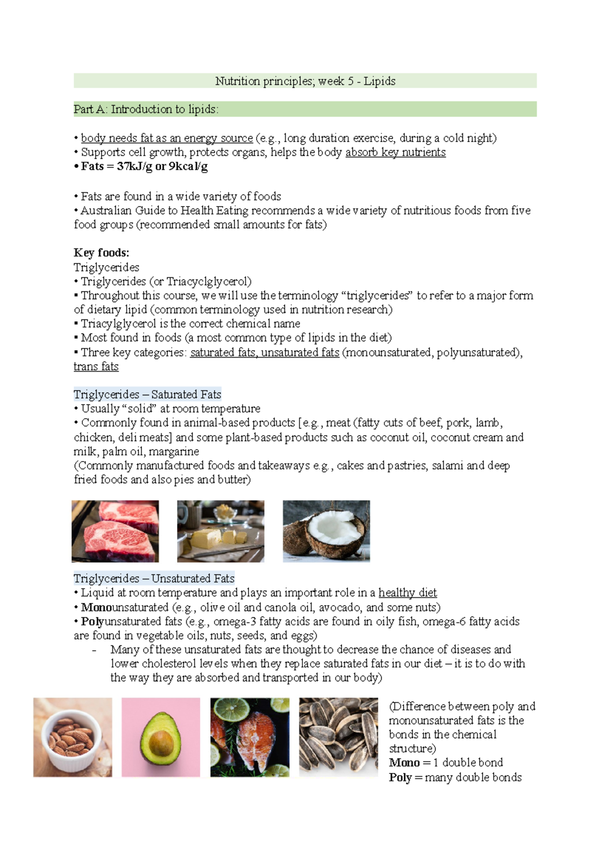 Nutrition principles; week 5 - Lipids - Nutrition principles; week 5 ...