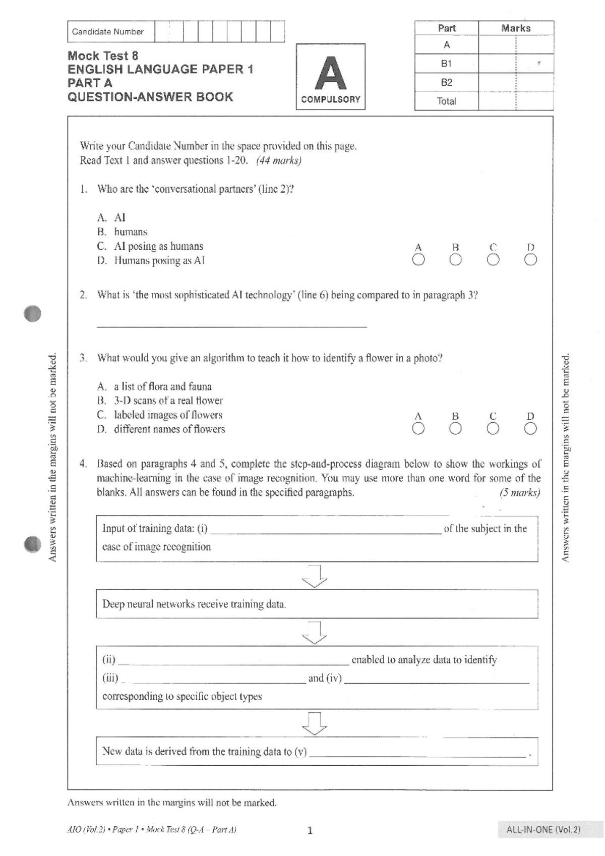 Mock test 8 a qa - Past paper - Candidate Number Part Marks A Mock Test ...