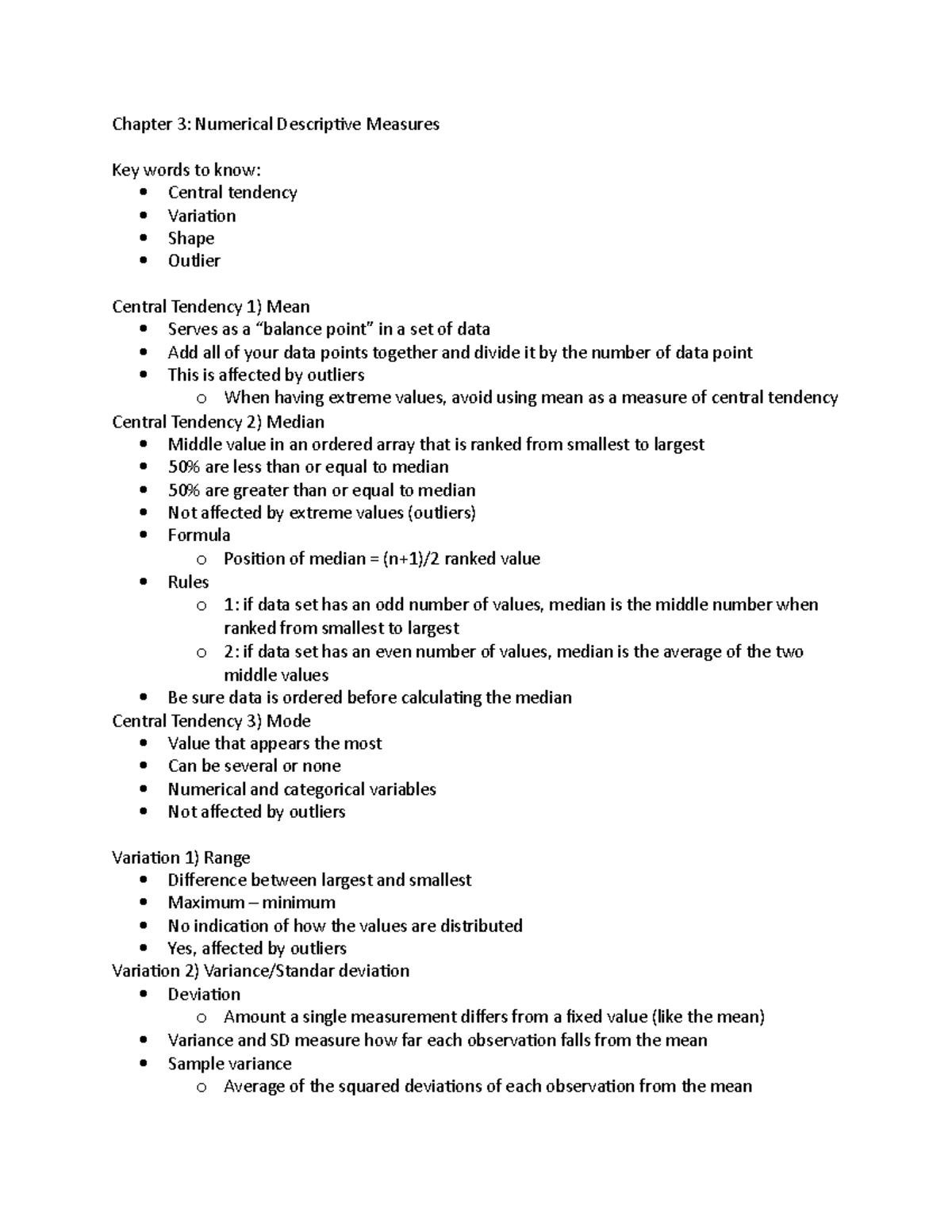 numerical descriptive measures - Chapter 3: Numerical Descriptive ...