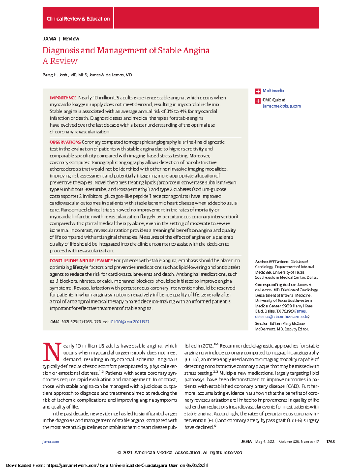 Diagnosis and Managementof Stable Angina 2 - Diagnosis and Management ...