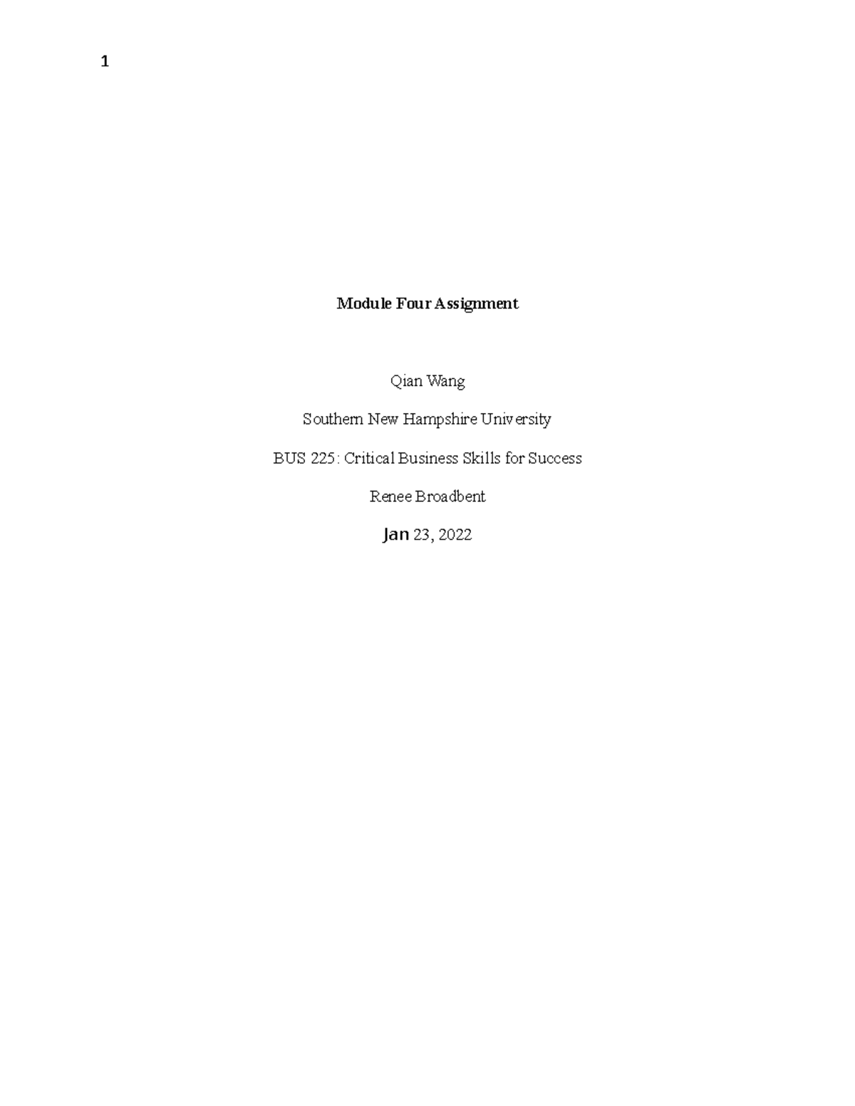 BUS225 Module Four Assignment - Module Four Assignment Qian Wang ...