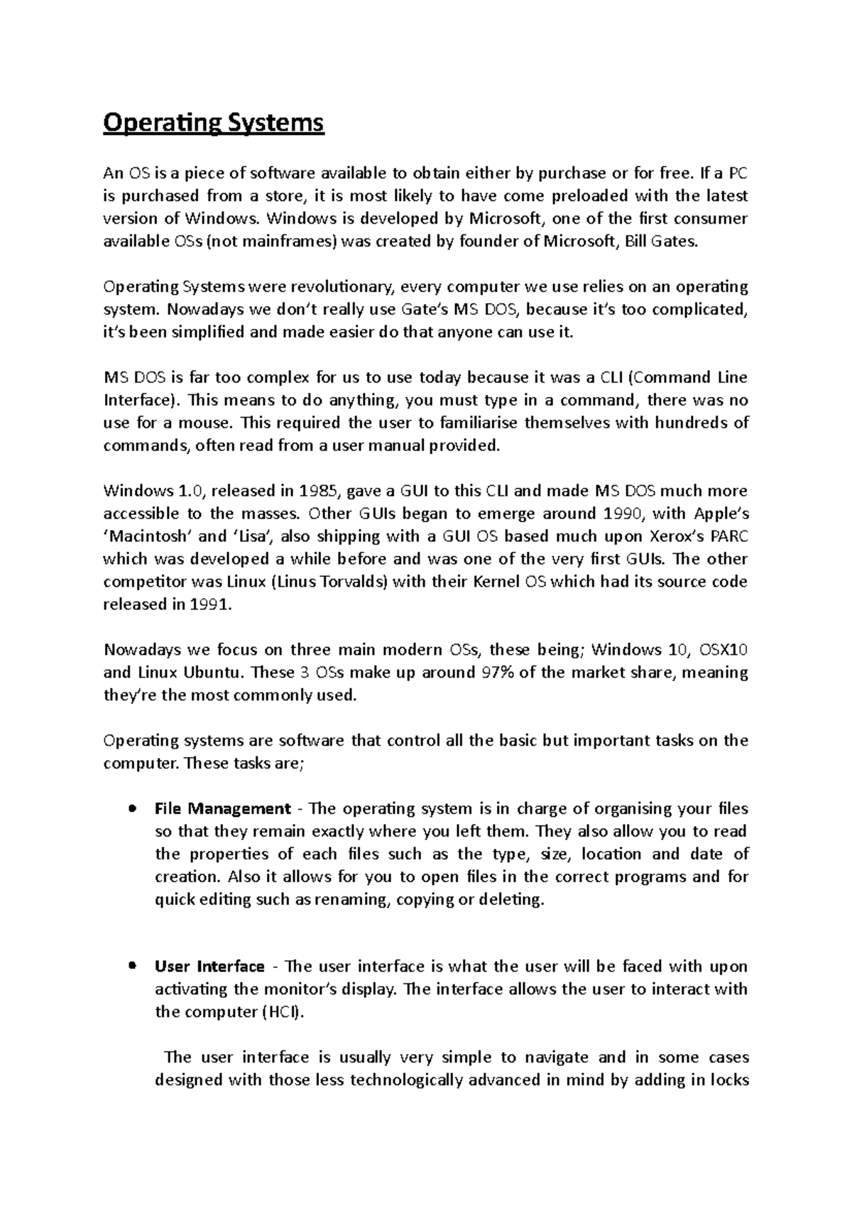 Operating Systems - COMP1668 - GRE - Studocu