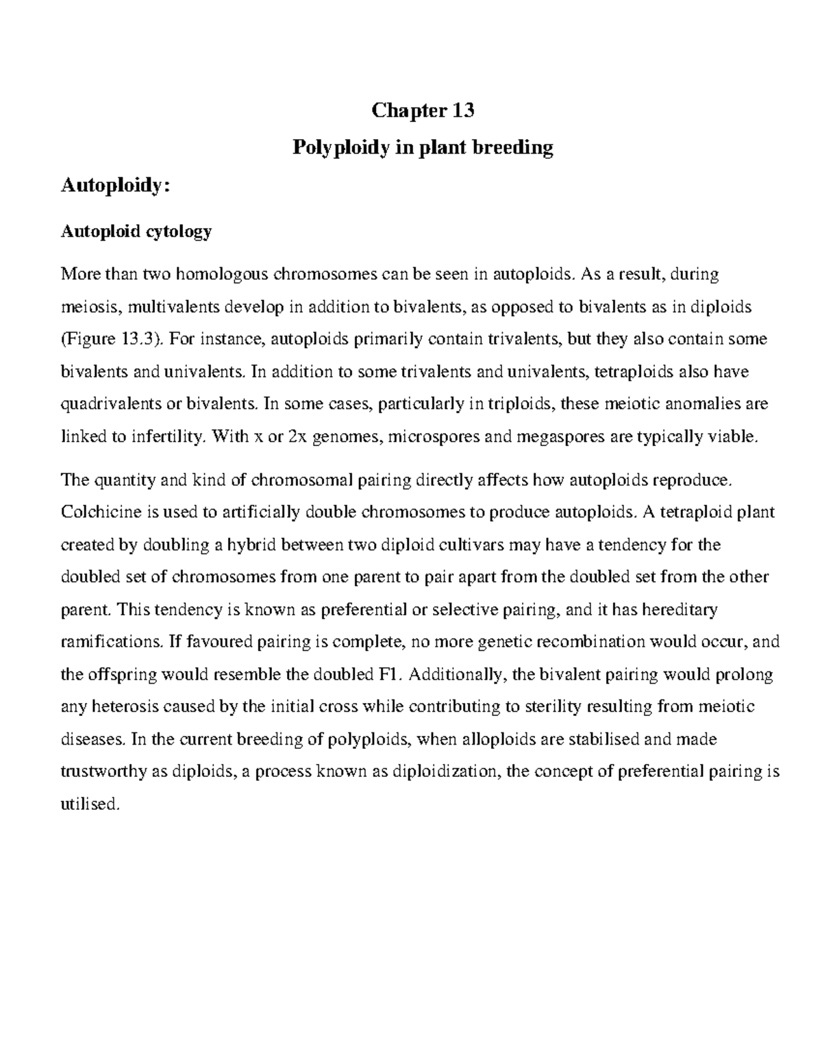 Principles of plant genetics and breeding 92 - Chapter 13 Polyploidy in ...