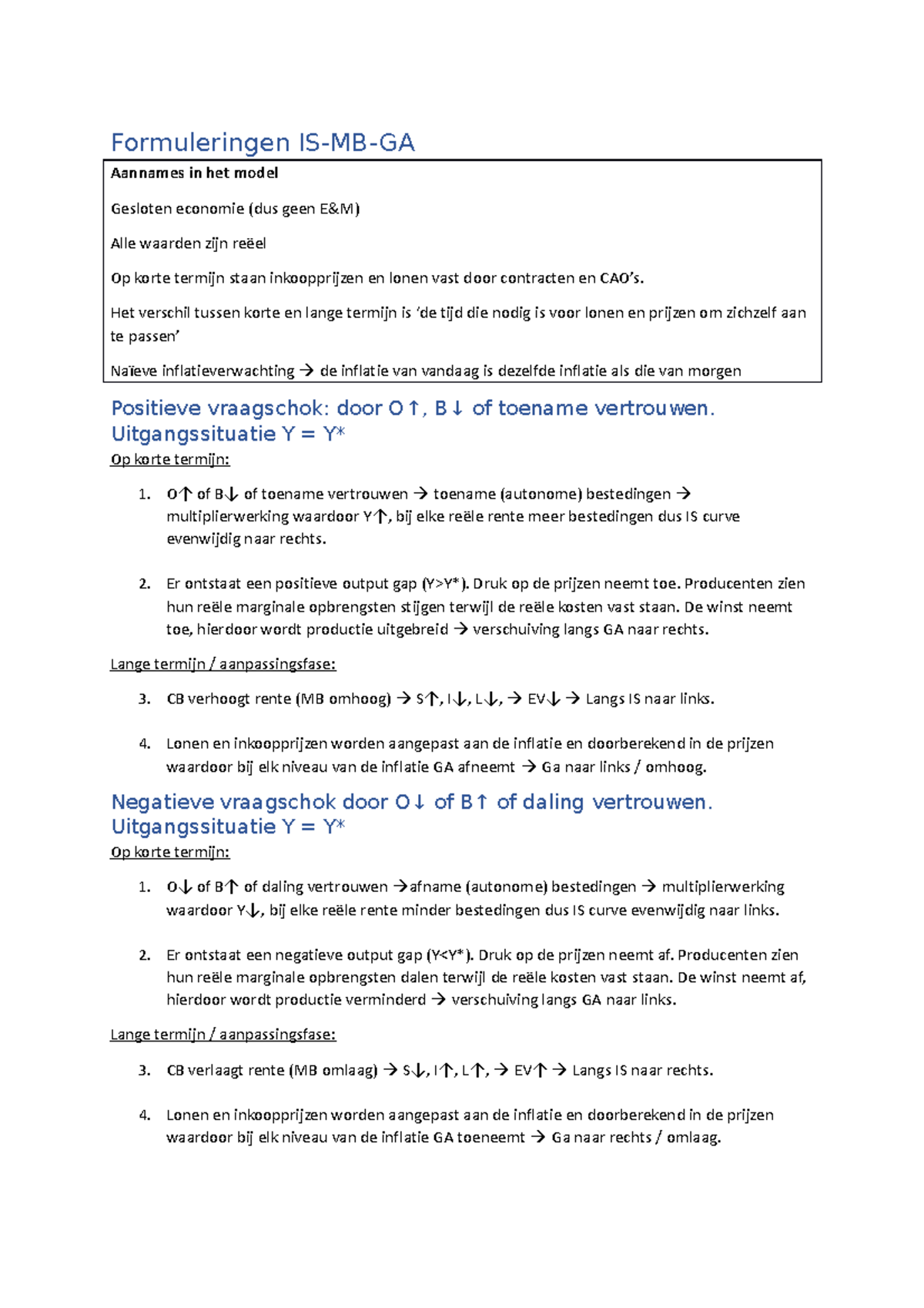 Formuleringen- Ismbga - Formuleringen IS-MB-GA Aannames in het model ...