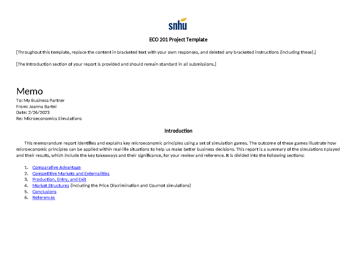 ECO 201 Project Template - ECO 201 Project Template [Throughout this template, replace the ...