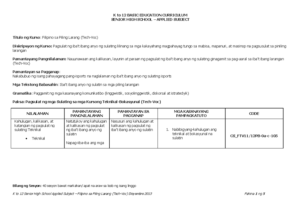 SHS-Applied Filipino-Tech-Voc-CG 0 - K to 12 BASIC EDUCATION CURRICULUM ...