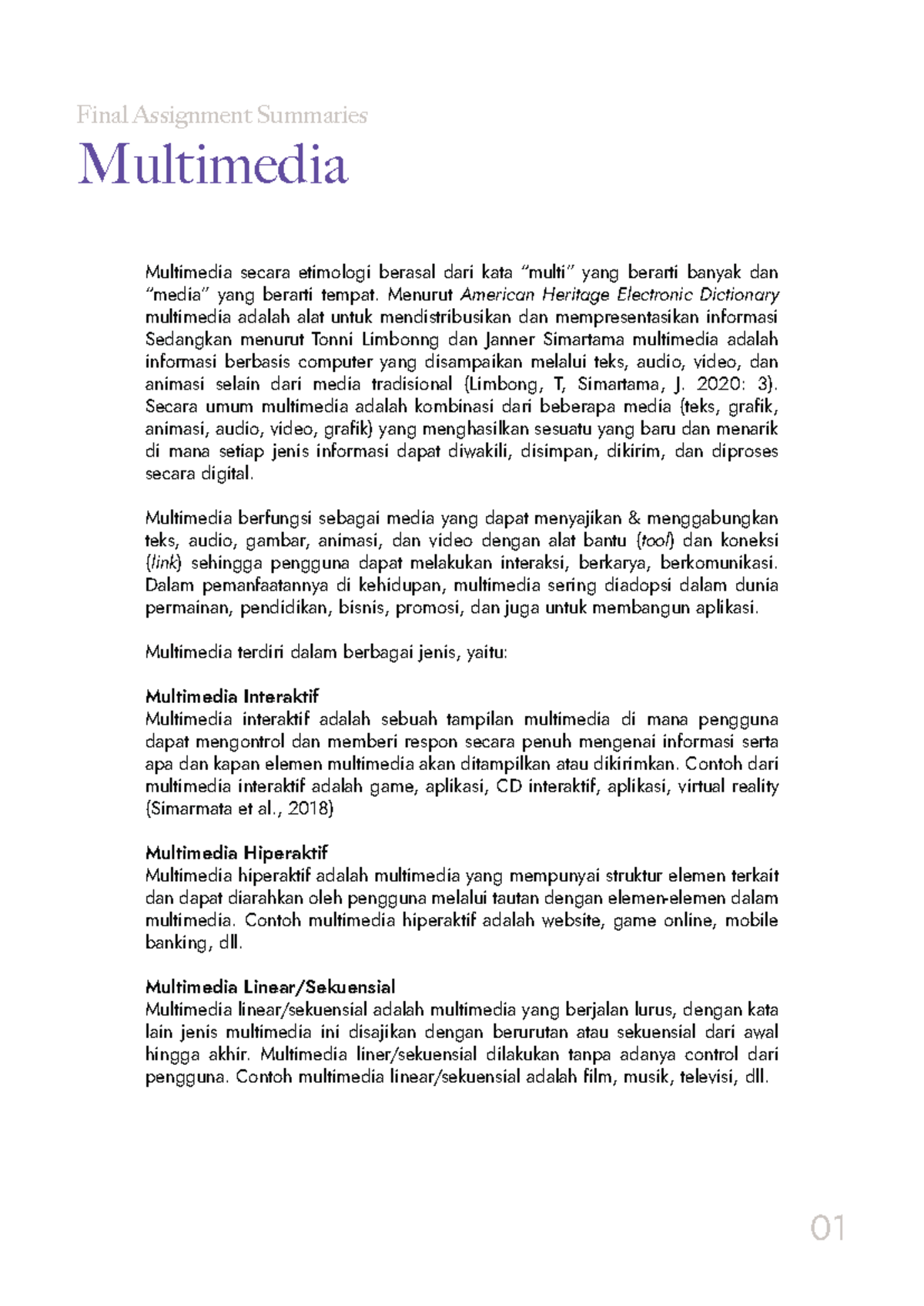 Multimedia (Final Assignments and Summaries) - 01 Multimedia Final ...