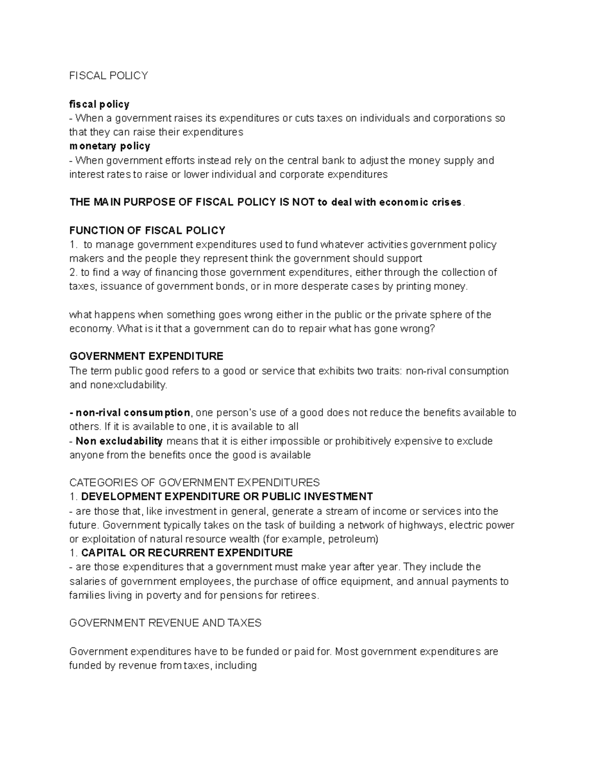 Fiscal- Policy - for economics and development - FISCAL POLICY fiscal ...