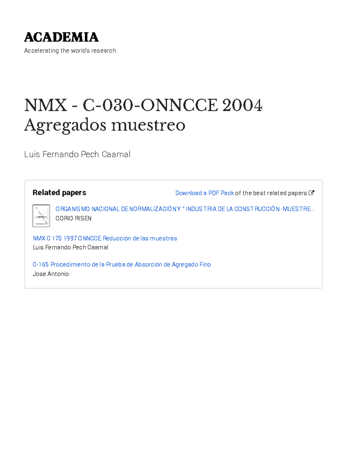 Nmx-c-030-onncce-2004-agregados-muestreo compress - Accelerat ing t he world's research. NMX ...