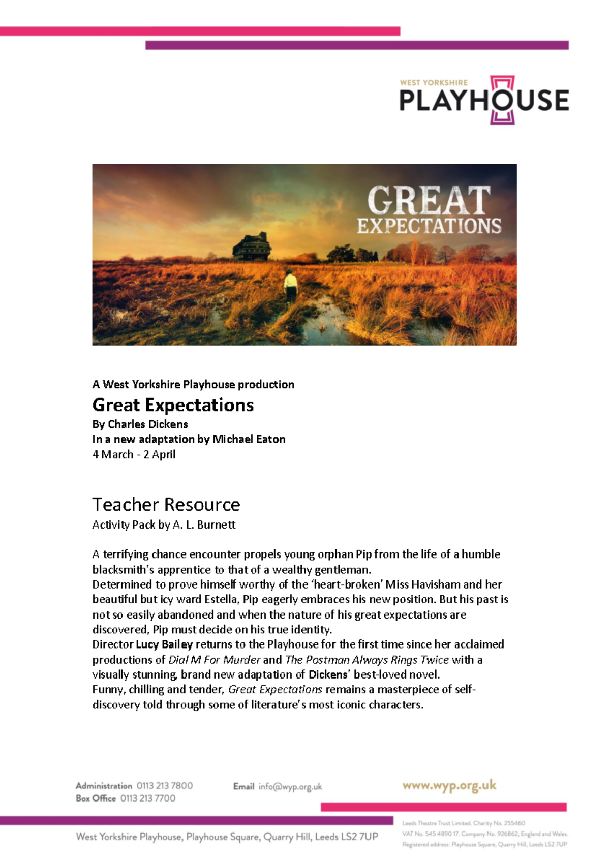 Great Expectations Teacher Activity Pack - A West Yorkshire Playhouse ...
