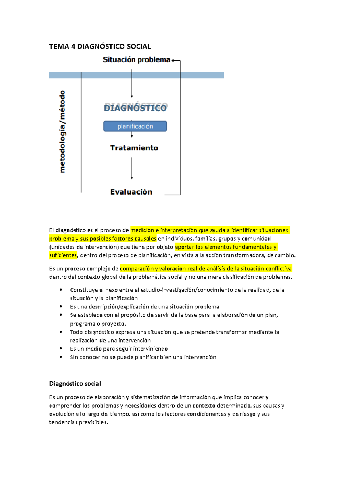 TEMA 4 Diagnóstico Social - TEMA 4 DIAGNÓSTICO SOCIAL El diagnóstico es ...