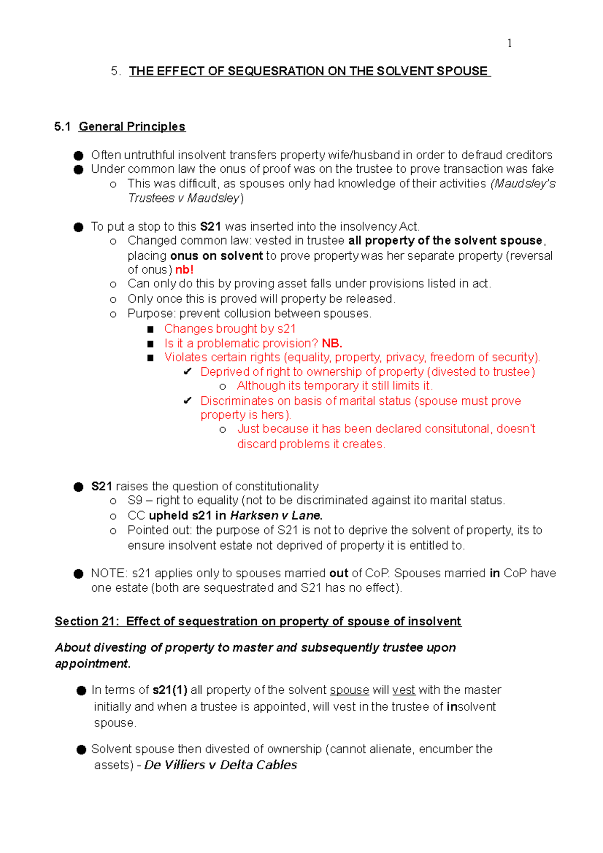 5 - Solvent Spouse 2 - Notes - 5. THE EFFECT OF SEQUESRATION ON THE ...