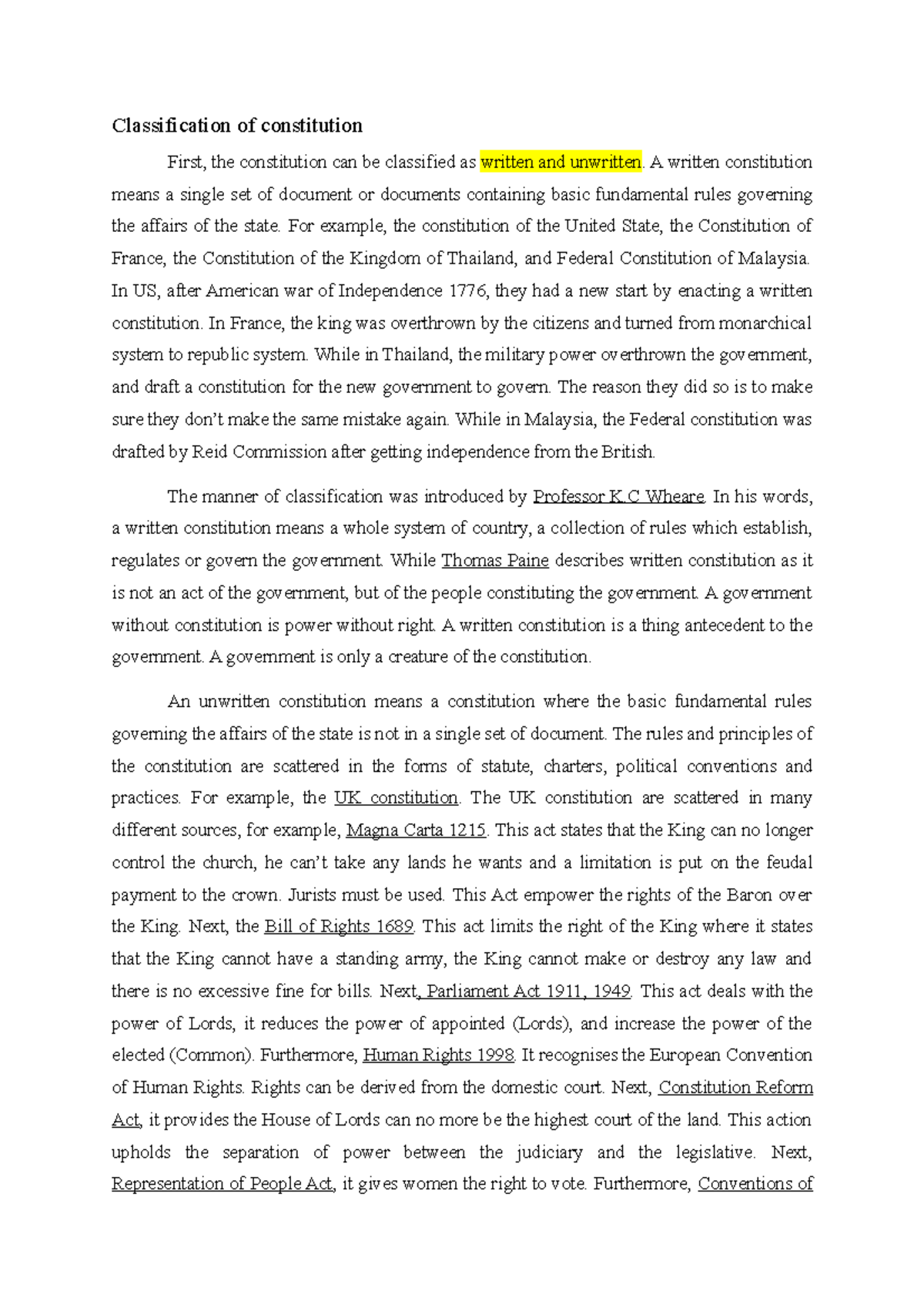 Classification of constitution LCC - Classification of constitution ...