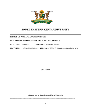 DFI 304 - outliner - SOUTH EASTERN KENYA UNIVERSITY SCHOOL OF BUSINESS ...