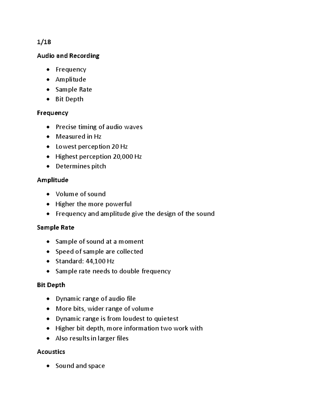 Notes-Audio Review - Notes on basic audio recording for film and ...