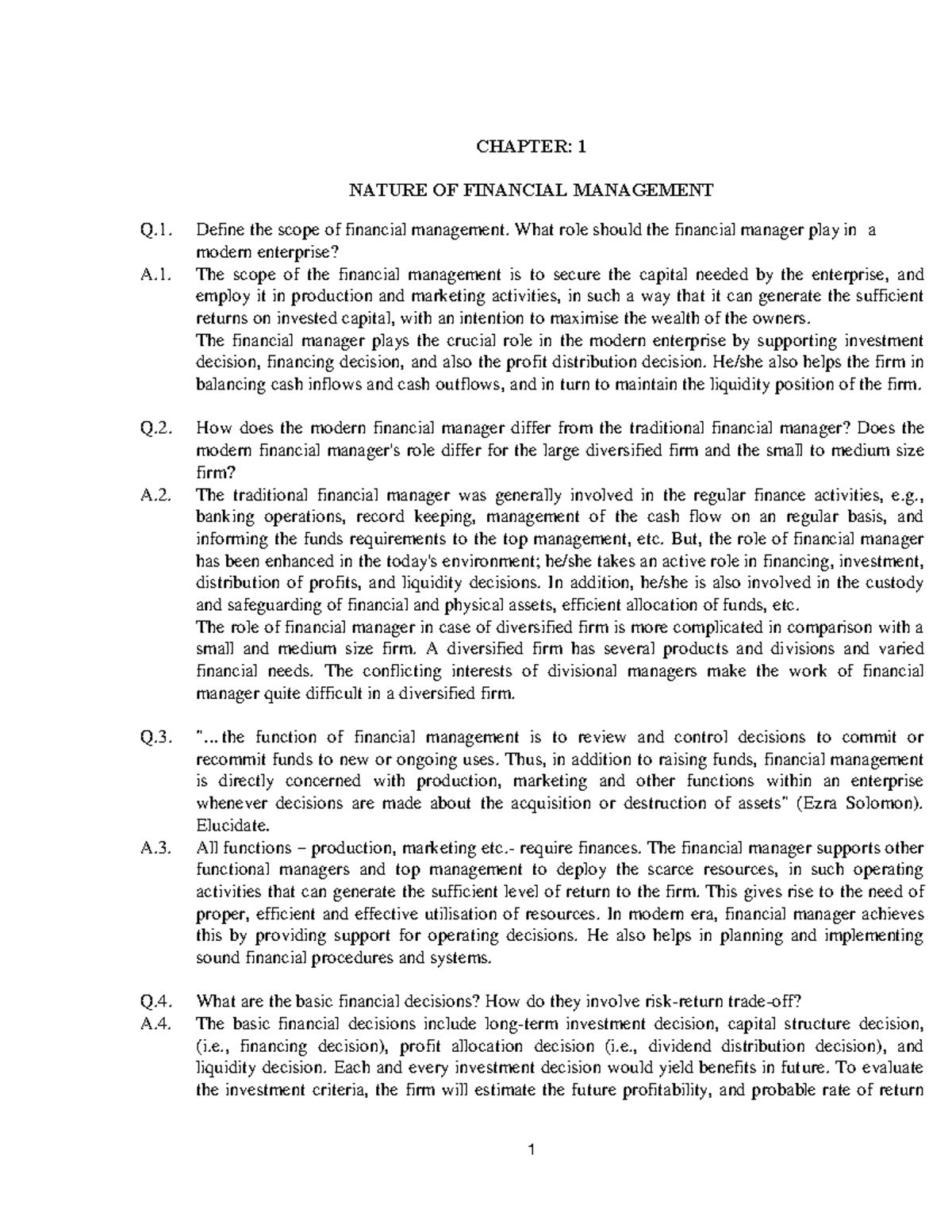 Chapter 01 Lecture Notes On Financial Notes 1 Chapter 1 Nature Of